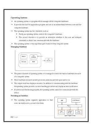 Os Unit 1 Lecture Notes 1 Compress 1 UNIT I INTRODUCTION Operating System Acts As An