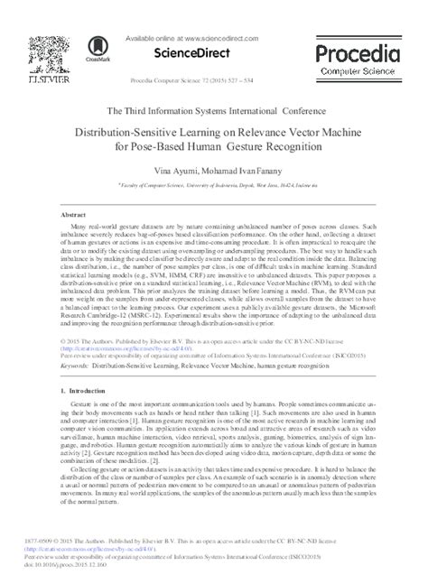 Pdf Distribution Sensitive Learning On Relevance Vector Machine For Pose Based Human Gesture