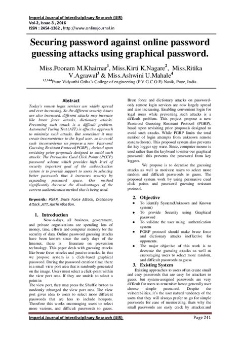 Pdf Securing Password Against Online Password Guessing Attacks Using Graphical Password