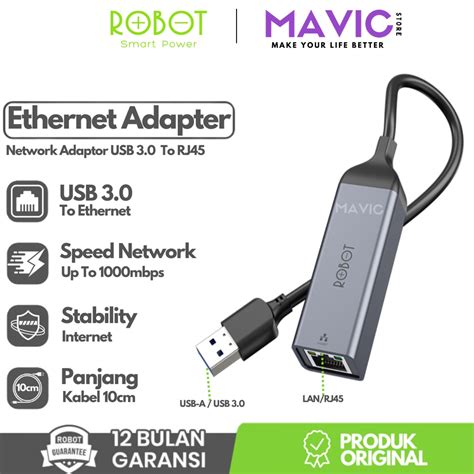 Jual ROBOT EA20 Ethernet Adapter USB 3 0 1000Mbps RJ45 LAN Adaptor Network Garansi Resmi 1