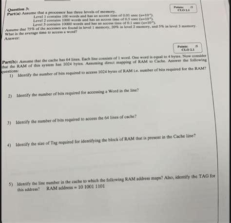 Solved Question 3 Part A Assume That A Processor Has Three Chegg Com
