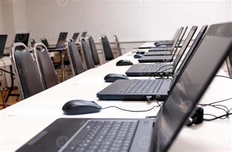 Laptop Arranging Rows In The Training Room Stock Photo At Vecteezy