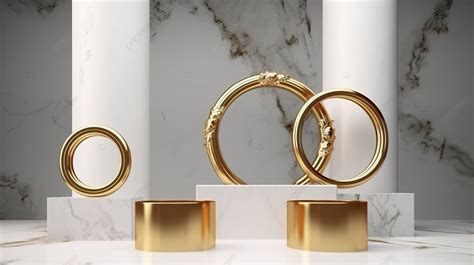 대리석 받침대 쇼케이스 스탠드와 목업으로 도금된 링 디스플레이 3d 렌더링 3d 실린더 3d 렌더링 금 연단 배경 일러스트 및 사진 무료 다운로드 Pngtree