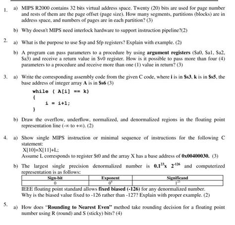 Solved 1 A Mips R2000 Contains 32 Bits Virtual Address