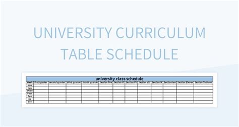 Free University Schedule Templates For Google Sheets And Microsoft Excel Slidesdocs