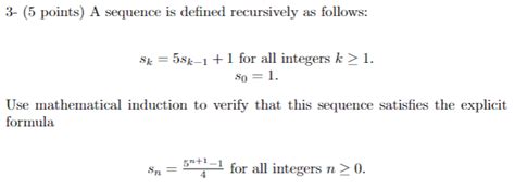 Solved 3 5 Points A Sequence Is Defined Recursively As