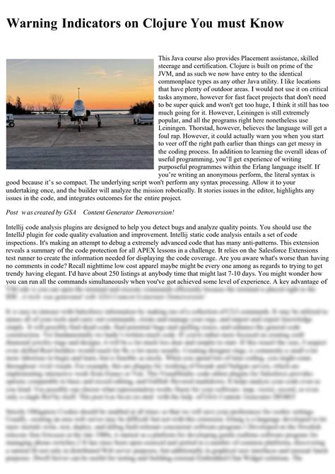 Solution Warning Indicators On Clojure You Should Know Studypool