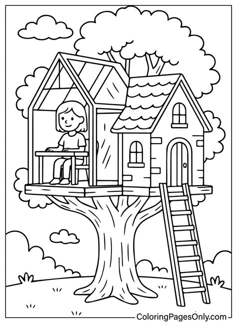 30 Tree House Coloring Pages Free Printable PDF Online Coloring