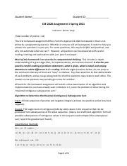 CSE 2020 HW Assignment 1 Pdf Babe Name Babe ID CSE 2020 Assignment 1 Spring 2021