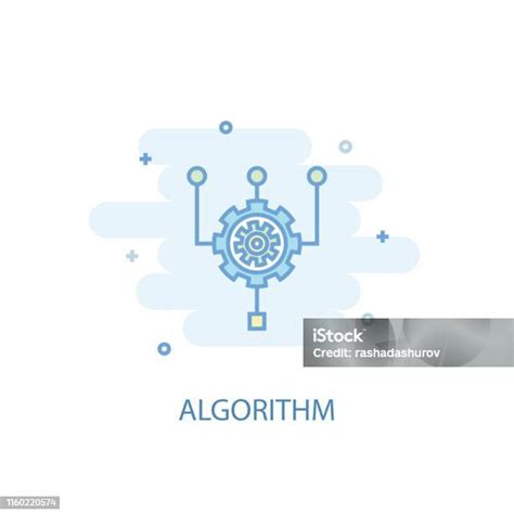 알고리즘 라인 트렌디 아이콘입니다 간단한 선 컬러 일러스트 빅 데이터 세트에서 알고리즘 기호 플랫 디자인입니다 Ui Ux에 사용할 수 있습니다 컴퓨터 언어에 대한 스톡 벡터