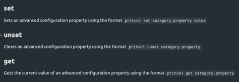 Full List Of Setgetunset Commands Pritunl Pritunl