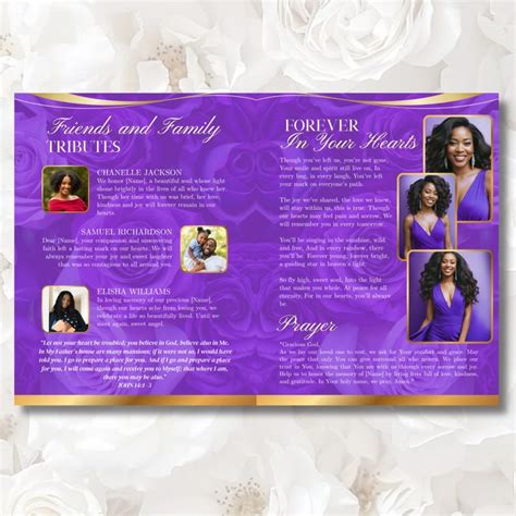 Funeral Program Template Obituary Template For Women Celebration Of Life Lavender Purple