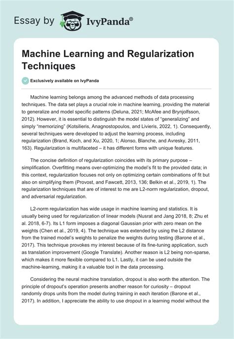 Machine Learning And Regularization Techniques 485 Words Critical