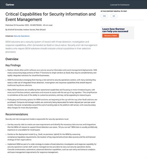 2022 Gartner® Critical Capabilities For Security Information And Event Management Splunk