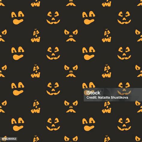 만화 스타일의 으스스한 얼굴이 있는 할로윈 매끄러운 패턴 할로윈을 위한 얼굴의 무섭고 소름 끼치는 실루엣 할로윈 디자인을 위한 무서운 얼굴이 있는 패턴입니다 10월에 대한