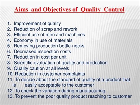 Aims And Objectives Of Quality Control