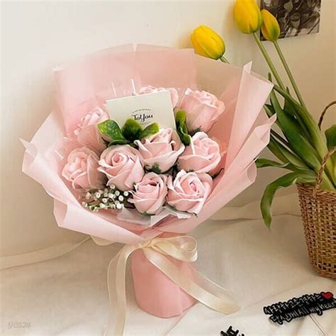 Omt 핑크 장미 꽃다발 20송이 비누꽃 입학 졸업 조화 예스24