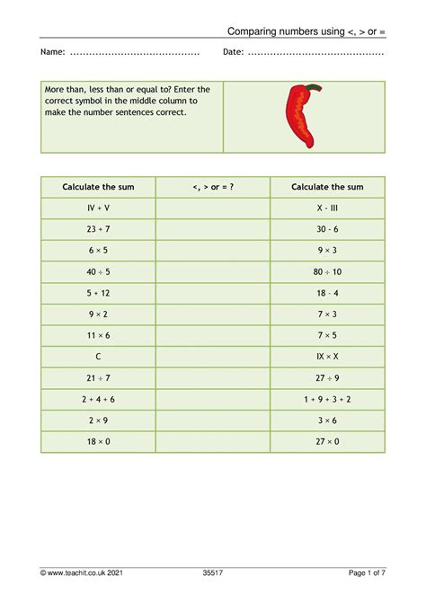 Comparing Numbers Number KS2 Teachit