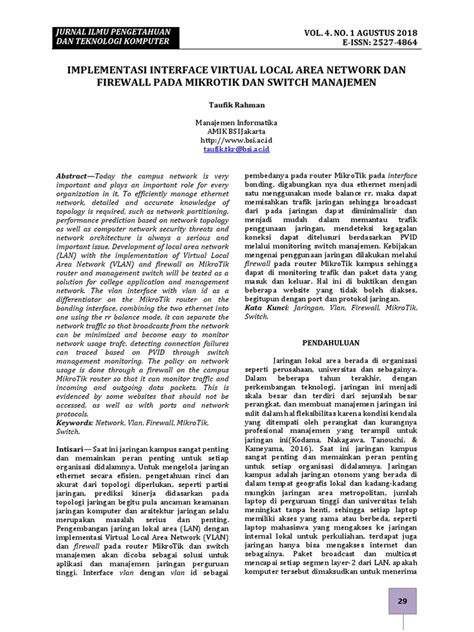 Implementasi Interface Vlan Dan Firewall Pada Mikrotik Dan Switch Manajemen Pdf
