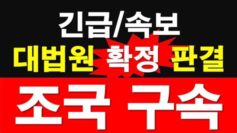 긴급속보 대법원 확정 판결 조국 구속 레지스탕스tv 정광용tv Youtube