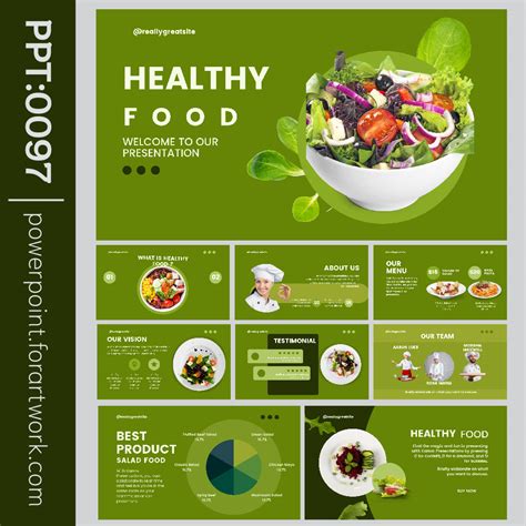 เทมเพลต Powerpoint เมนูอาหาร สีเขียว สไตล์เรียบหรูมินิมอล 0097 เทมเพลต Powerpoint สวยๆ