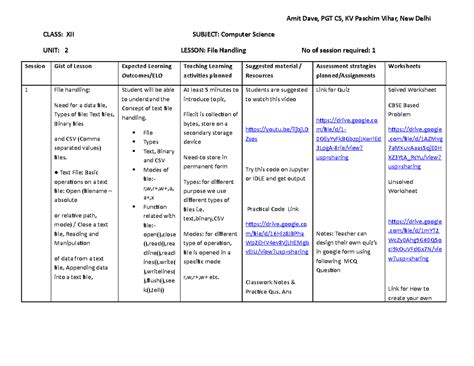 10 Cs 12 File Handling Text File Amit Dave Pgt Cs Kv Paschim