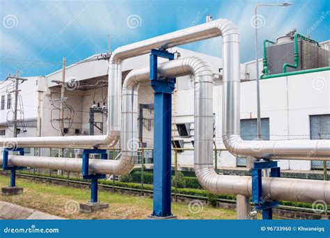 Steam Insulation Pipeline At Corner Steam Pipe Insulation Royalty