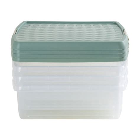 Wham Clip 4x 132l Square Plastic Storage Boxes With Secure Clip Lock