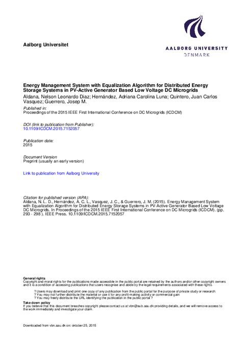 Pdf Energy Management System With Equalization Algorithm For Distributed Energy Storage