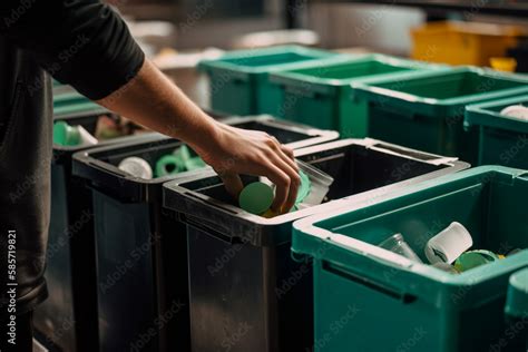 Hands Of A Man Sorting Recyclables Created By A Neural Network Generative Ai Technology Stock