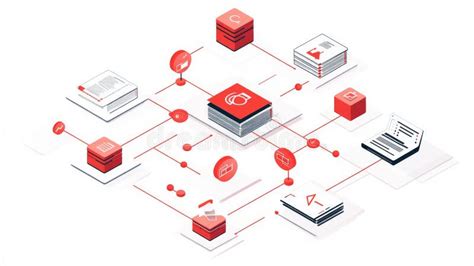 An Abstract Visualization Of Data Flow Featuring Connected Nodes And Documents On A Clean White