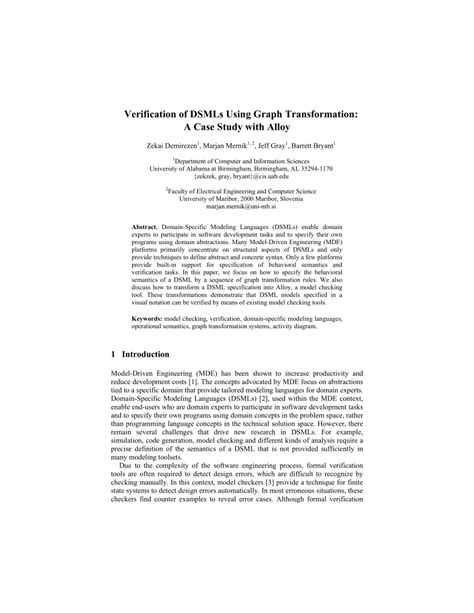 Pdf Verification Of Dsmls Using Graph Transformation A Case Study