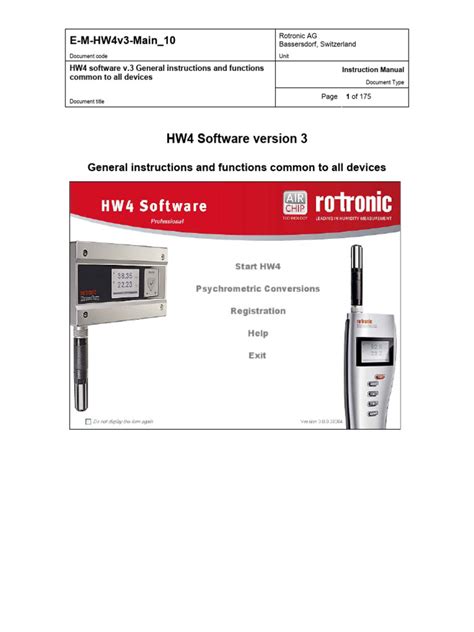 Hw4 Software Version 3 General Instructions And Functions Common To All Devices Pdf
