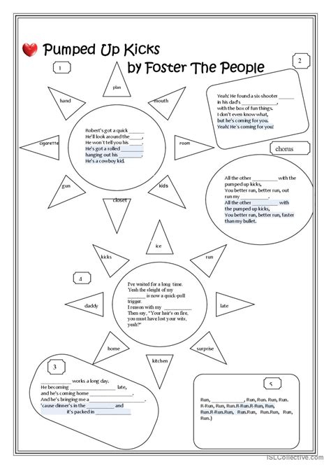 Pumped Up Kicks Song And Nursery Rhy English Esl Worksheets Pdf Doc