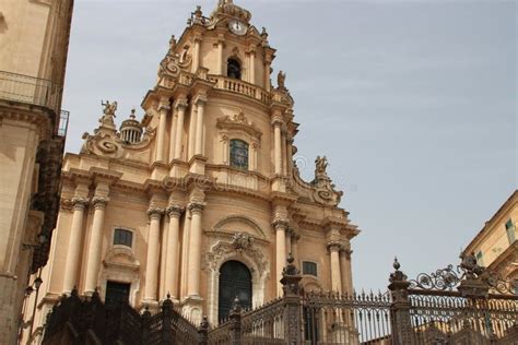 Baroque Cathedral Saint Georges Dome Ragusa Italy Stock Image