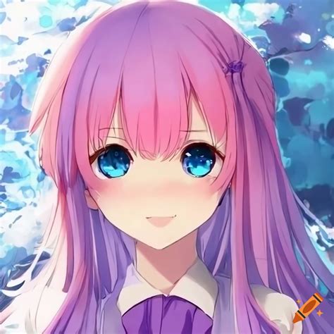 Anime Girl With Purple Hair And Blue Eyes