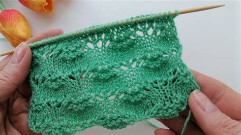 Красивый волнистый узор спицами со схемой Youtube