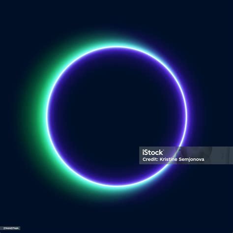 보라색과 녹색 네온 서클 어두운 배경에 고립 된 프레임 벡터 일러스트 레이 션 0명에 대한 스톡 벡터 아트 및 기타 이미지 0명 개념 개념과 주제 Istock