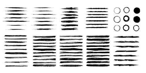 블랙 그룬지 브러시 스트로크 잉크 템플릿 컬렉션 프리미엄 벡터