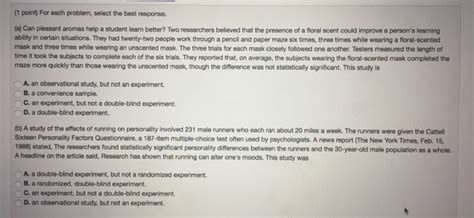 Solved 1 Point For Each Problem Select The Best Response