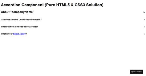 Accordion Component Pure Html Css Codesandbox