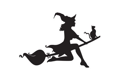 Silhouette Witch Flying On A Broomstick 10875193 Vector Art At Vecteezy