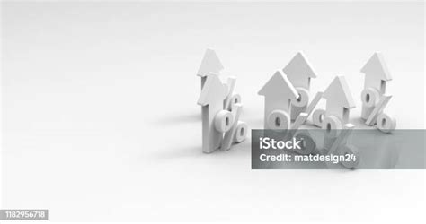 금리 인상 퍼센트 기호 비율 아이콘 빨간색 3d 렌더링 높은 곳에 대한 스톡 사진 및 기타 이미지 높은 곳 양보 표지판 돈벌이 Istock