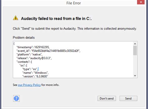 Audacity Failed To Read From A File In C Windows Audacity Forum