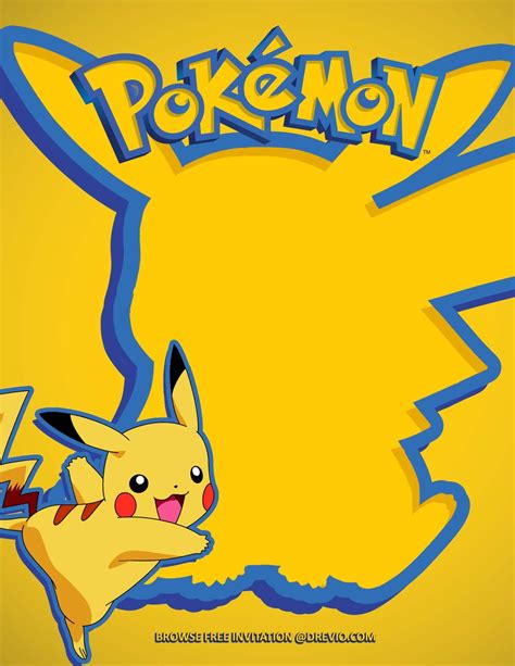 Invitación Editable De Pokémon Tarjeta De Cumpleaños De Pokémon