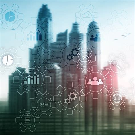 Premium Photo Business Process Abstract Diagram With Gears And Icons Workflow And Automation