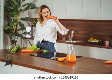 Very Hungry Cute Curly Haired Woman Stock Photo Shutterstock