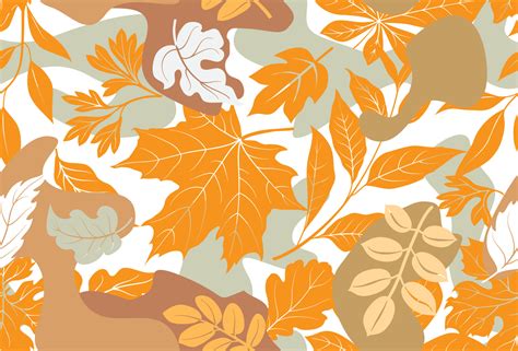 Autumn Leaves Seamless Pattern Season Floral Wallpaper Fall Leaf Nature Background Flourish