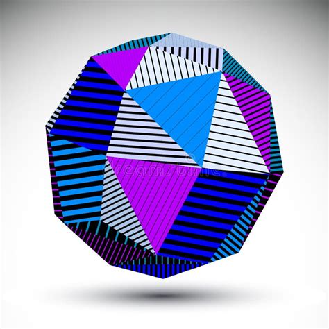 Symmetric Spherical 3d Vector Technology Illustration Perspective Geometric Striped Orb