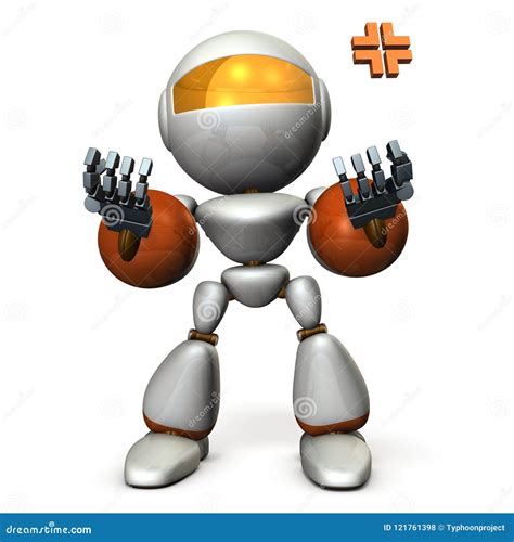 a robot that pushes up both hands and recovers he is excited stock